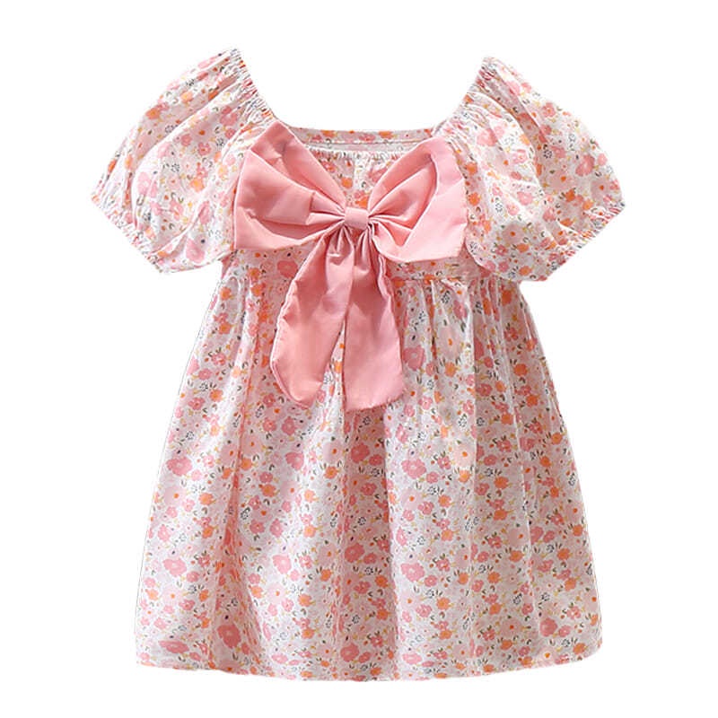 Gaun gadis musim panas 2021 gaya baru bunga puff lengan puteri rok ...