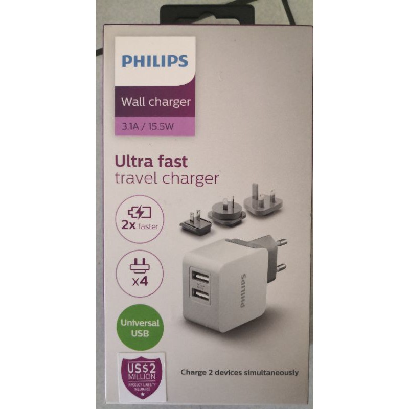 📢📢 💯 ORIGINAL PHILIPS UNIVERSAL TRAVELLER CHARGER | Shopee Malaysia