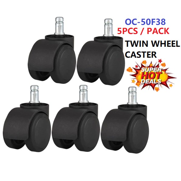 READY STOCK Heavy Duty 5 x Replacement Office Chair Swivel Twin-Wheels ...