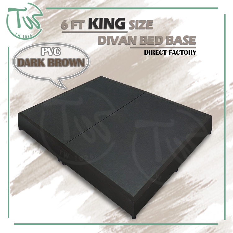 TW【KING】【PVC Dark Brown】 6 FT King Size Waterproof PVC Divan Bed Base/6 ...