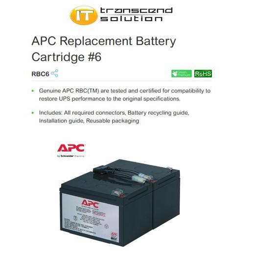 APC Replacement Battery Cartridge #6 (RBC#6) - PRE ORDER / Ready Stock | Shopee Malaysia