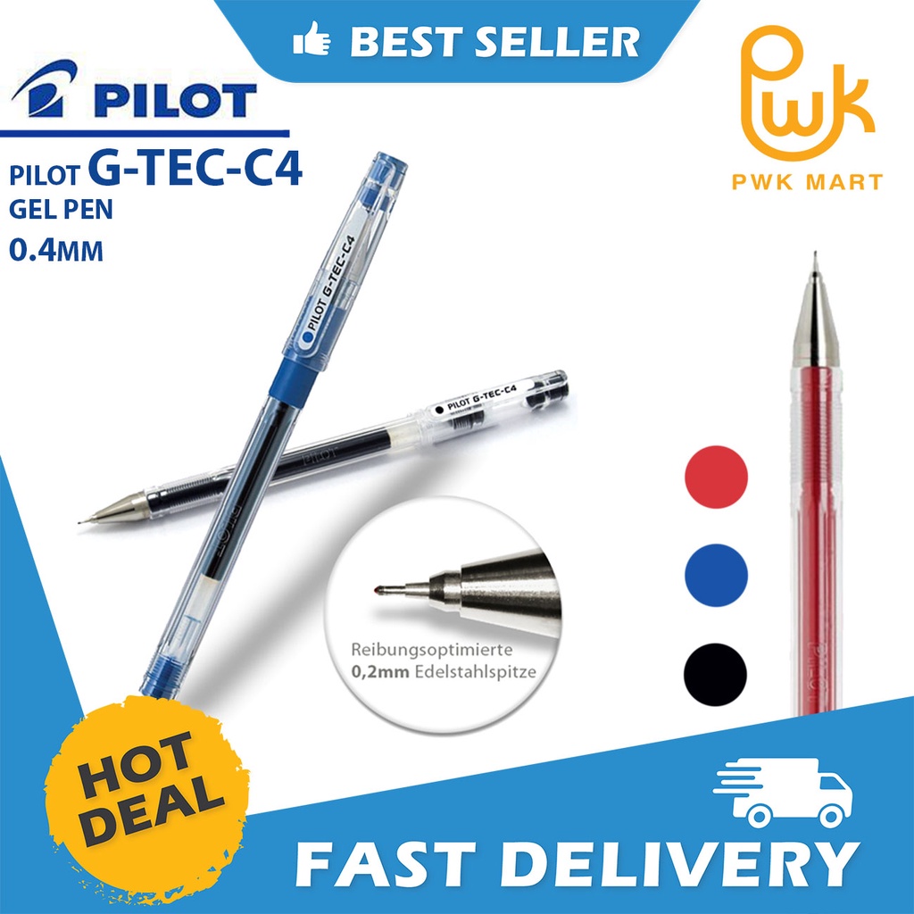 🔥PILOT GEL PEN G-TEC C4 0.4mm🔥RED/BLUE/BLACK🔥READY STOCK🔥 | Shopee Malaysia