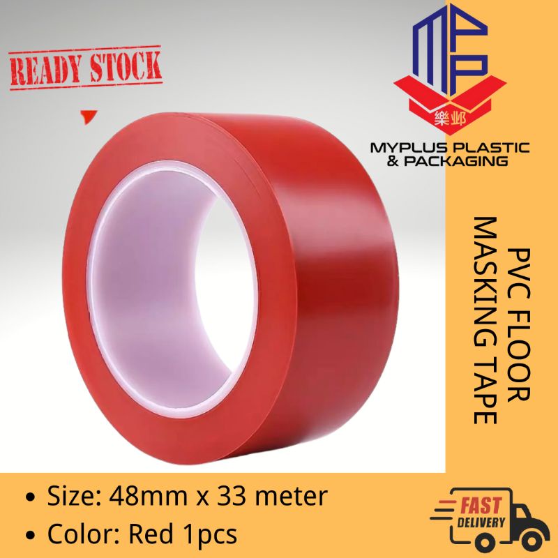PVC Floor Masking Tape Red / Pelekat / Tape lantai Merah 48mm x 33m ...