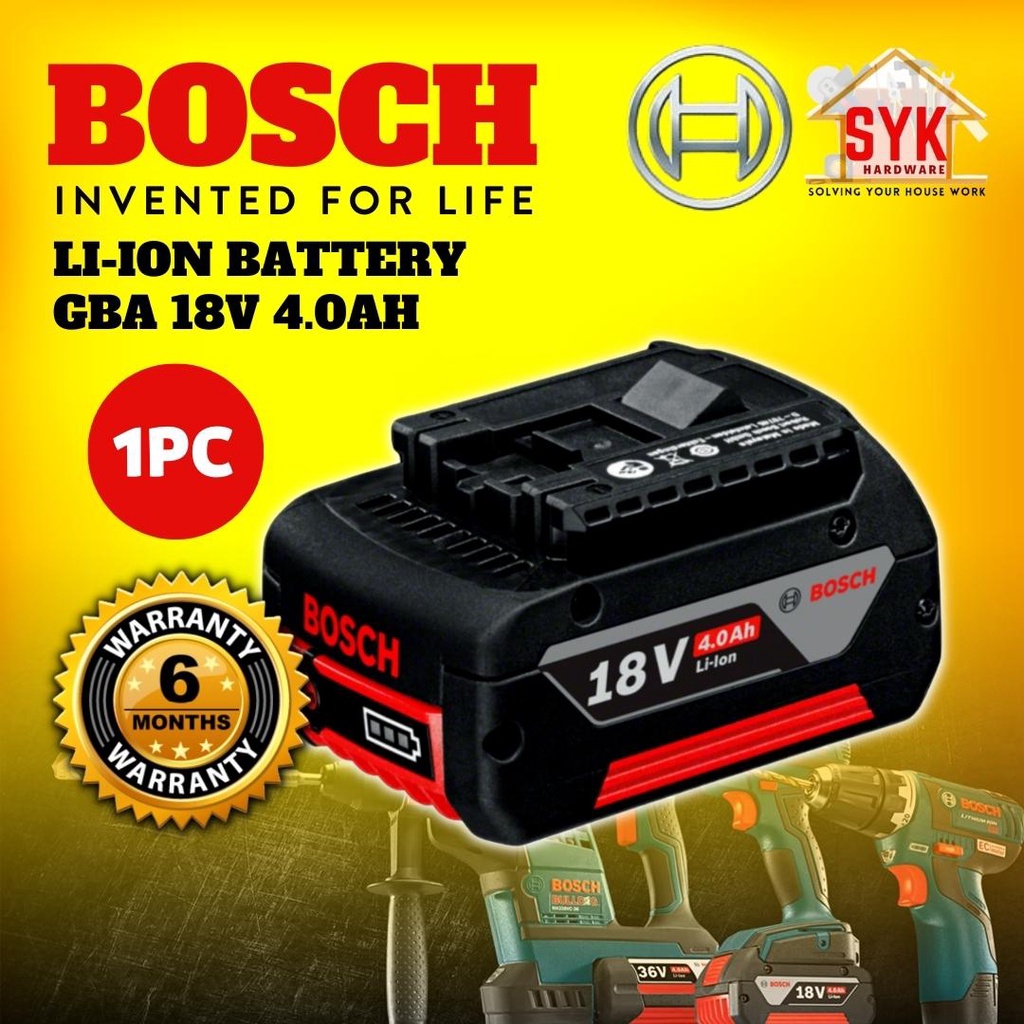 SYK BOSCH Battery 18V 4.0AH 18V4.0AH Lithium Ion Battery Rechargeable ...