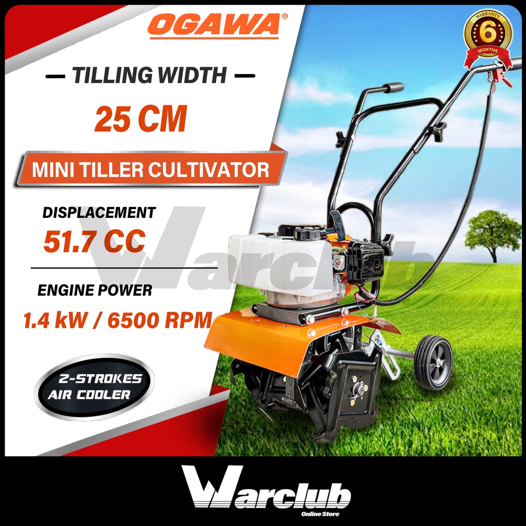 Warclub OGAWA Mini Tiller Cultivator 51.7cc Rotary Mini Tiller OLT580 2 ...