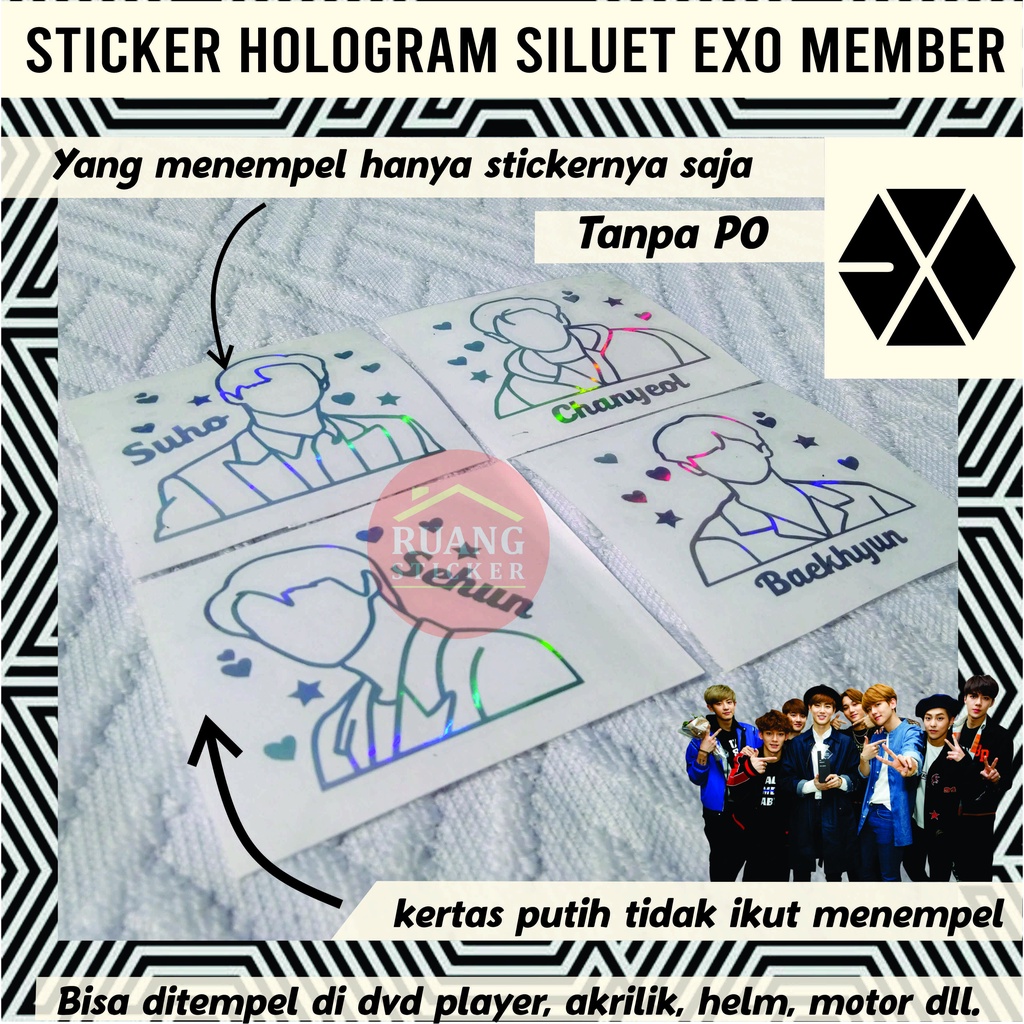Exo STICKER RAINBOW HOLOGRAM STICKER MEMBER EXO CUSTOM DAILY OUTLINE ...