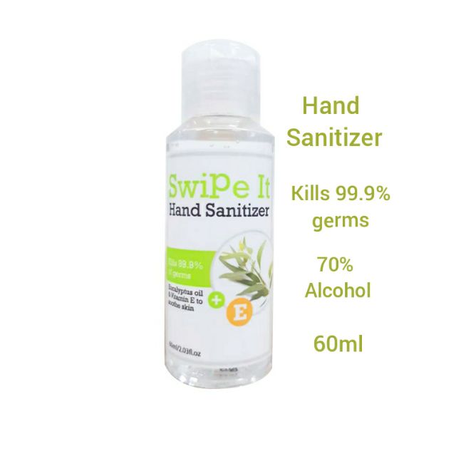 SwiPe It Instant Hand Sanitizer 60ml 70% Alcohol Kills 99.99% Germs ...
