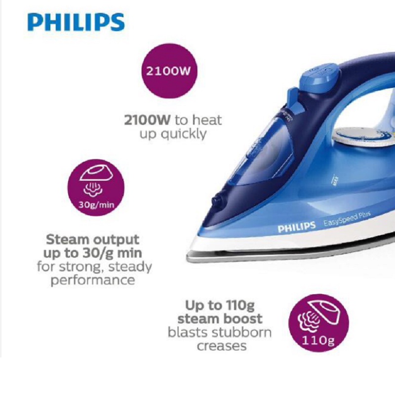 PHILIPS GC2145 2100W Easy Speed Plus Steam Iron Ceramic | Shopee Malaysia