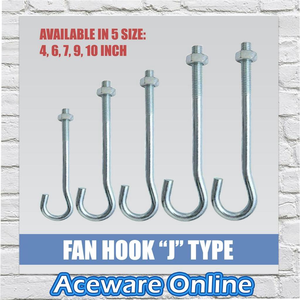 4/6/7/9/10 Inch Fan Hook Ceiling J Type Metal /Ceiling Hanger Ideal for ...