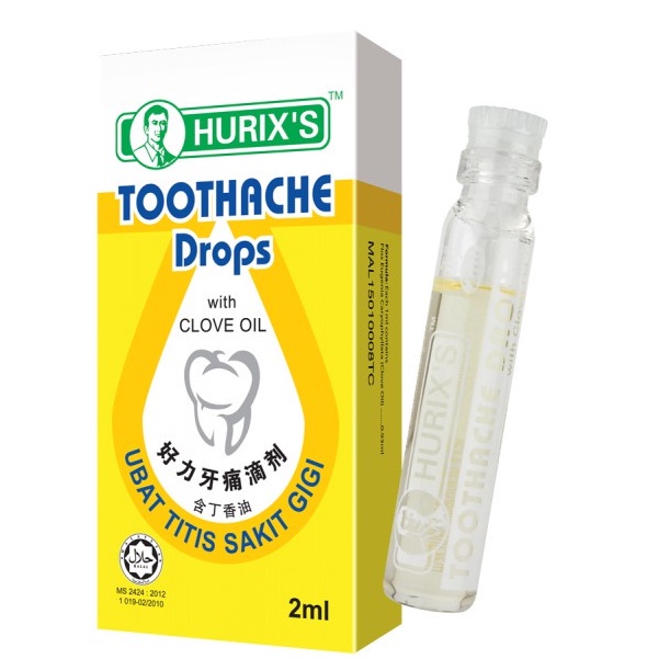 Hurix's Toothache Drops With Colive Oil 2ml (Ubat Titis Sakit Gigi ...