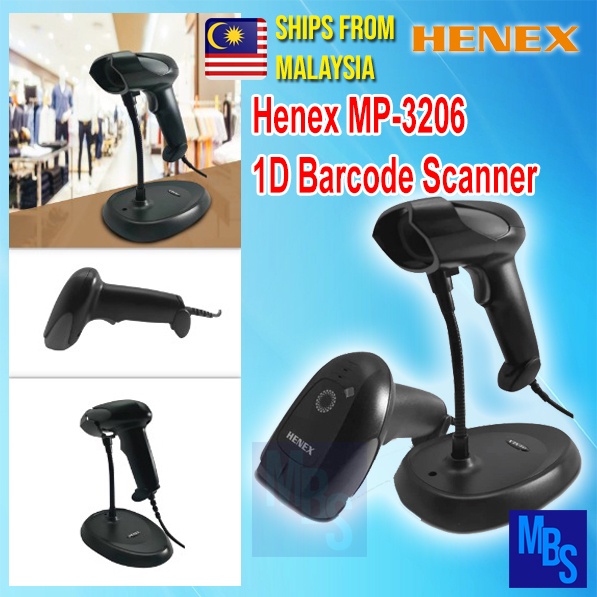 Henex MP-3206 1D Barcode Scanner (USB) with Barcode Stand | Shopee Malaysia