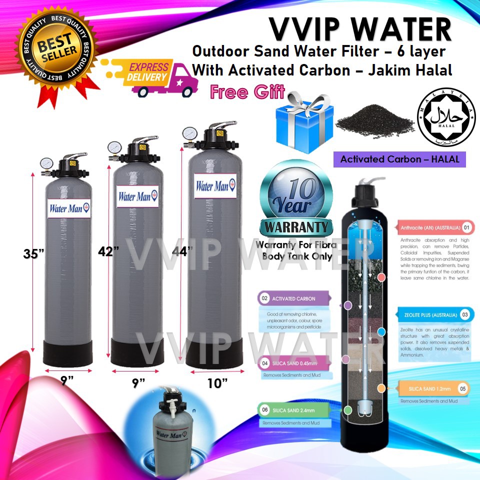 WATERMAN Outdoor Sand Water Filter 6 / 7 Layer With Halal Activeted Carbon/ Penapis Air Luar ...