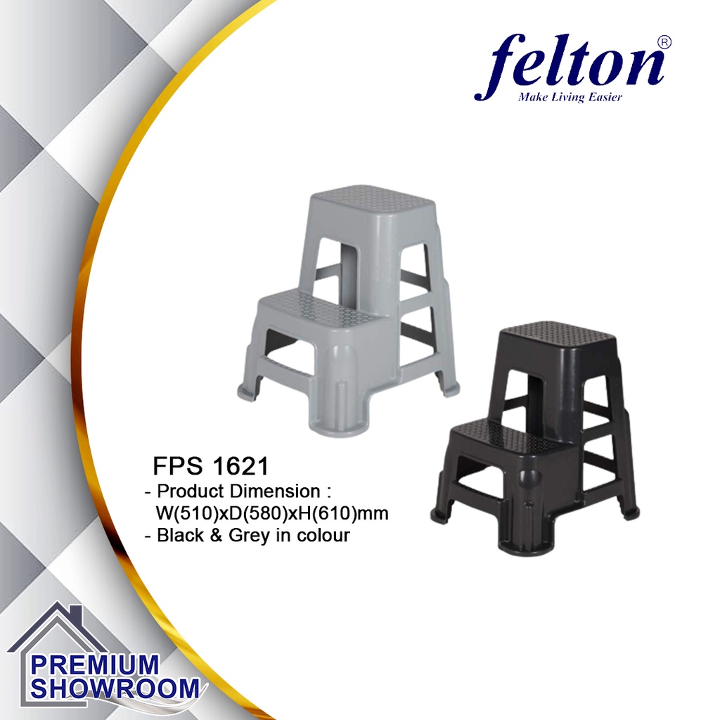 Felton FPS 1621 3kg Heavy Duty Plastic Step Chair Ladder / Tangga ...