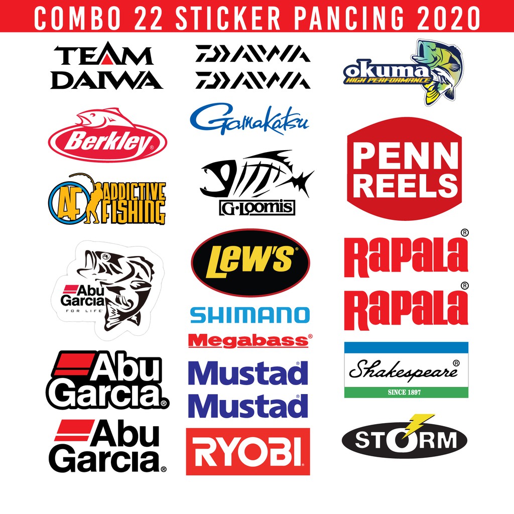 Combo 22pcs Sticker Pancing Casting Fishing Brands All in one | Shopee ...