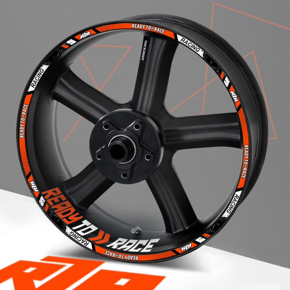 KTM Reflective Motorcycle Wheel Stickers 17" Tire Rim Hub Waterproof ...