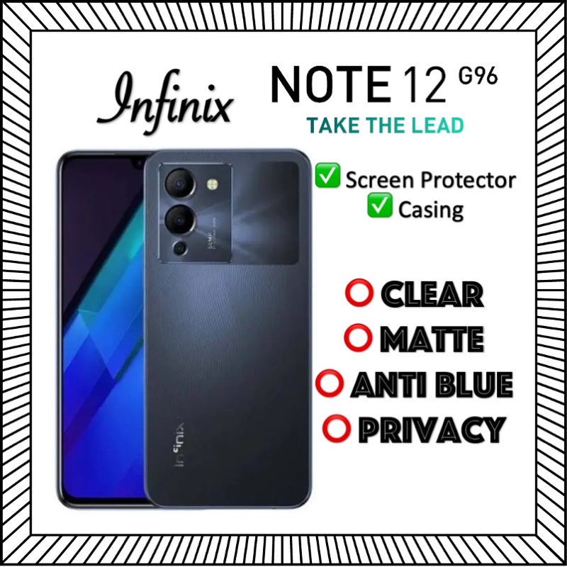 Infinix Note 12 G96 Casing Clear Matte Screen Protector Privacy ...