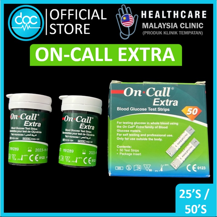 (Exp: 07/2025) Acon On Call ONCALL Extra blood glucose test strip 25's ...
