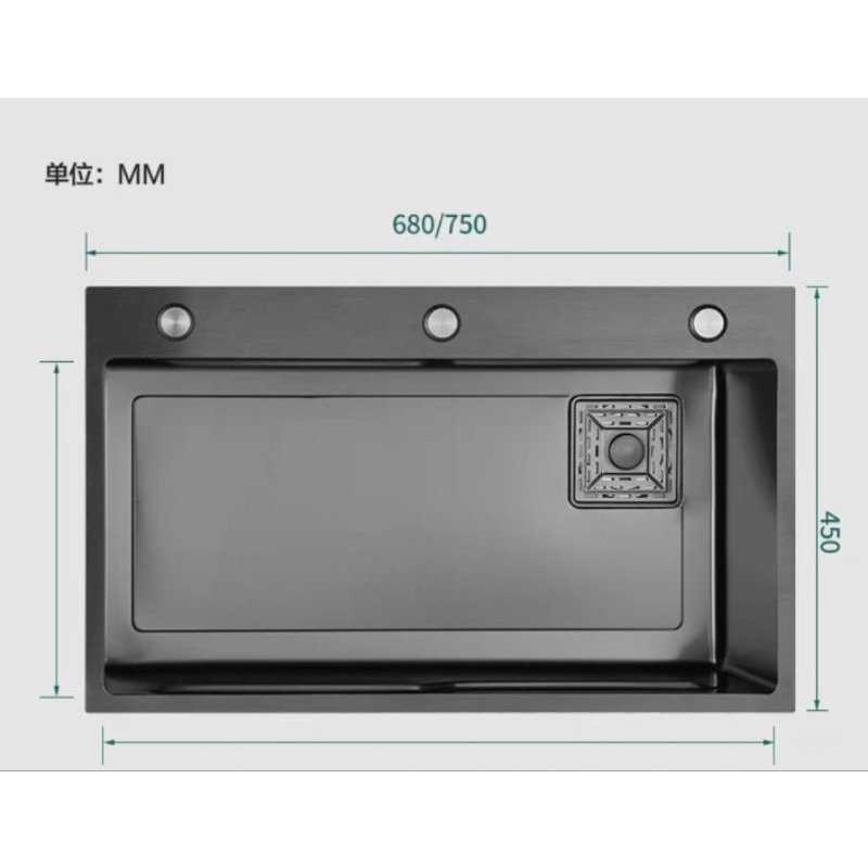 Vulcano Nano Black Workstation Stainless Steel Smart Multi-Tasking Sink ...
