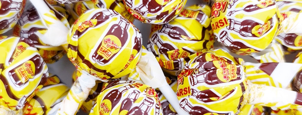 Nickey Pop Sarsi Lollipop Sour Stick Strawberry Candy 50Pcs Gula-gula Batang Chilhood Oldtime ...