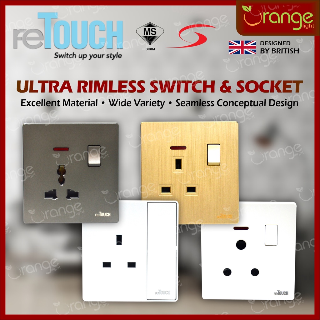 RETOUCH (SIRIM) / ULTRA RIMLESS SWITCH & SOCKET / WHITE / TEXTURE GOLD ...