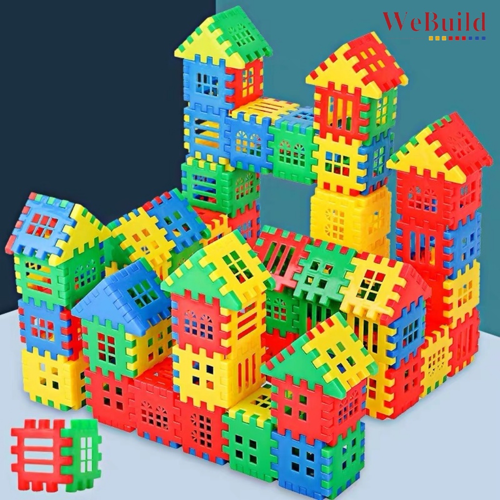House Building Blocks 方块拼插积木组装 3-6 years old Kids Square Puzzle ...