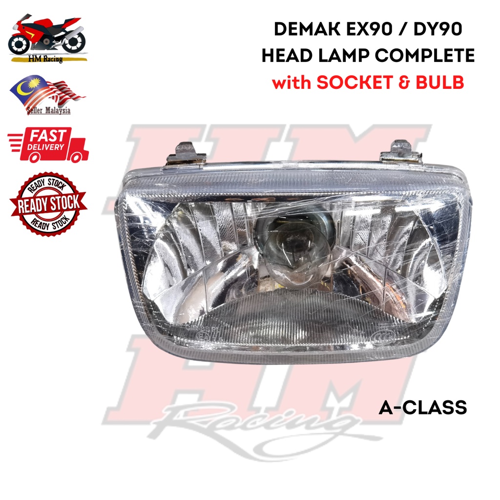 DEMAK EX90 / DY90 HEAD LAMP COMPLETE with SOCKET & BULB // HEADLIGHT HEAD LIGHT ASSY EX 90 DY 90 ...