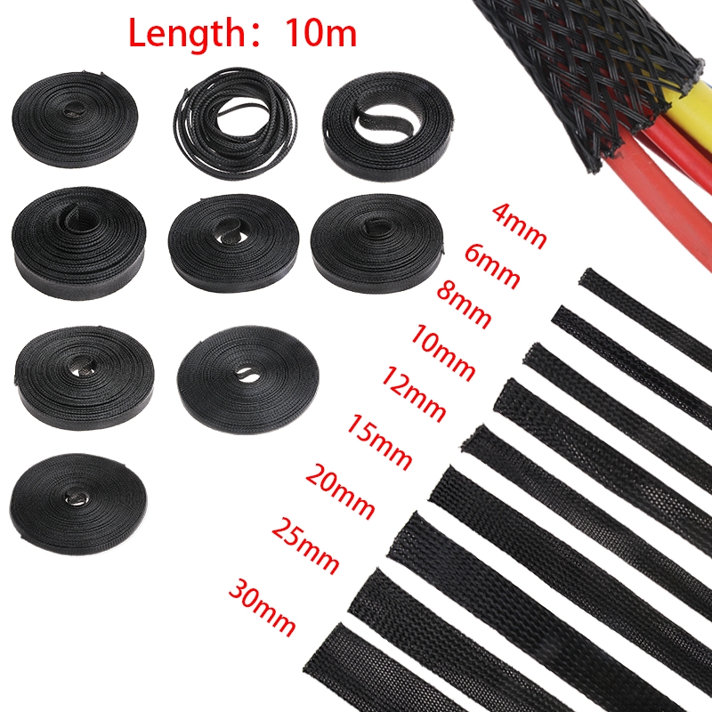10M 4/6/8/10/12/15/20/25mm Tight PET Wire Cables Protection Expandable ...