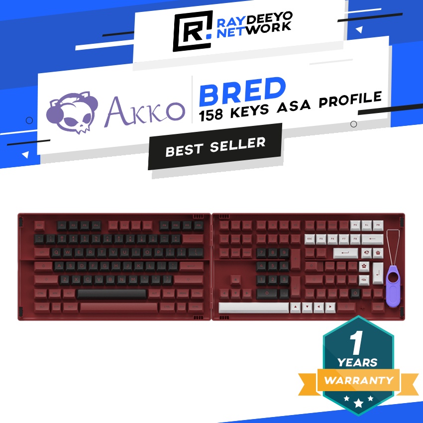 Akko Bred Keycap Set [ASA Profile 158 Keys/PBT Doubleshot] | Shopee ...