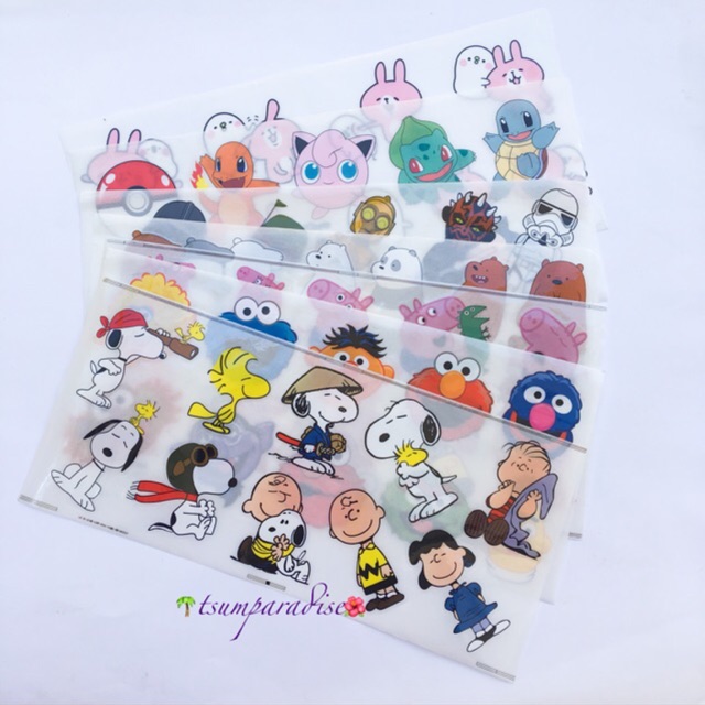 *1 sheet* Sticker Snoopy Pokemon Pig Sesame Street WBB Pekkle Powerpuff ...