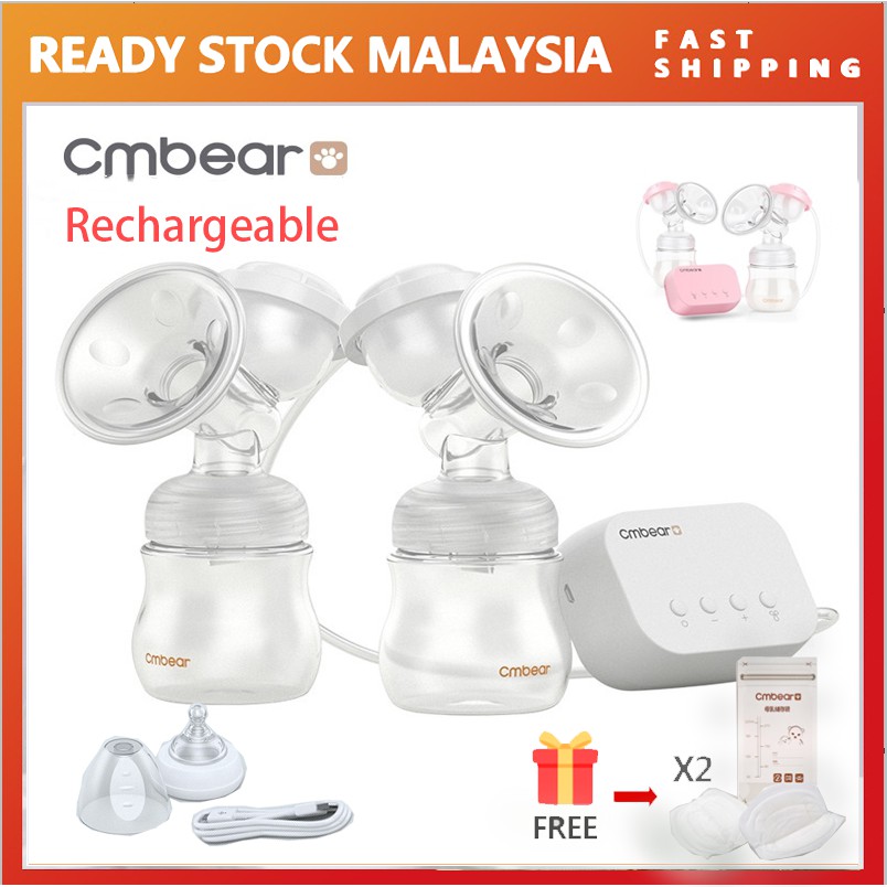 Cmbear Double Electric Rechargeable Breast Pump USB BPA Free With Milk ...