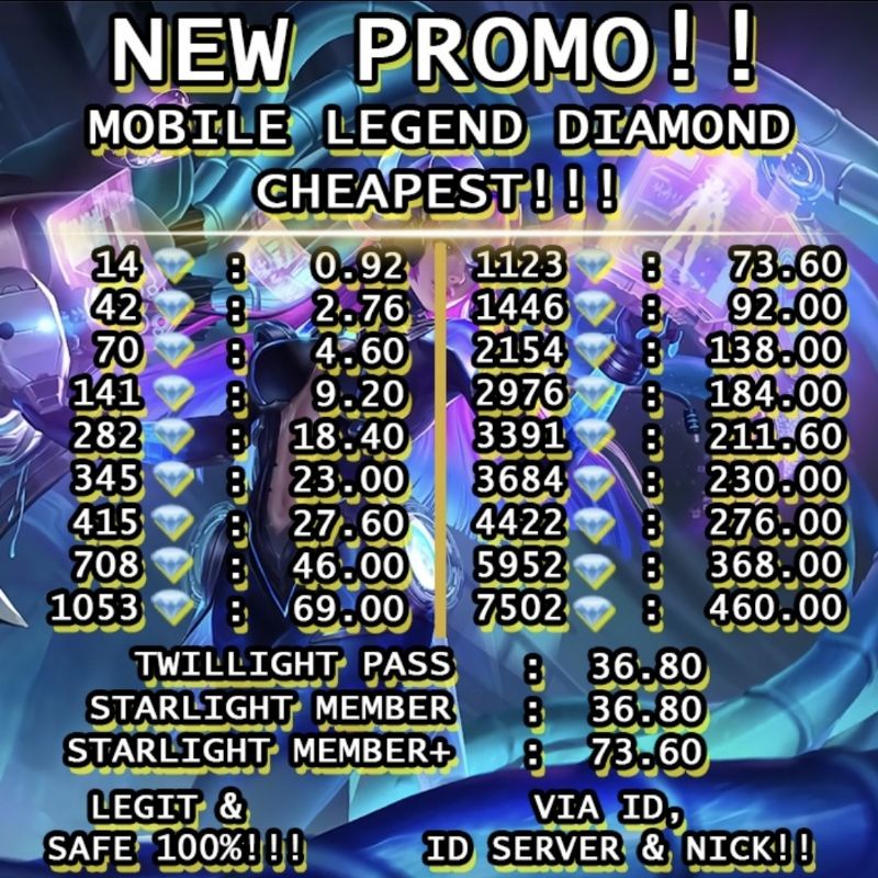 TOPUP DAIMOND MLBB , DM MLBB, DM ML, MOBA, DIAMOND MLBB 4 | Shopee Malaysia