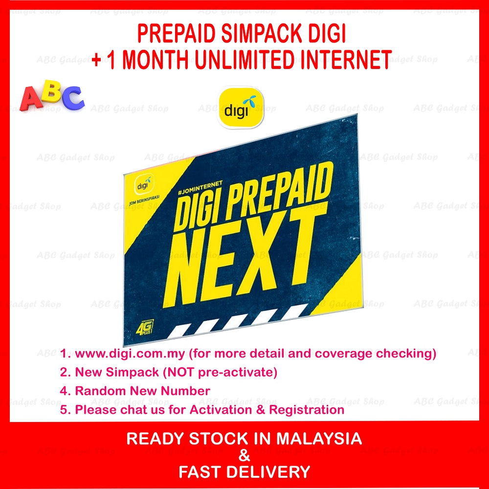DIGI PREPAID NEXT UNLIMITED SIMCARD (30 Hari Tanpa Had) FREE SIMPACK ...