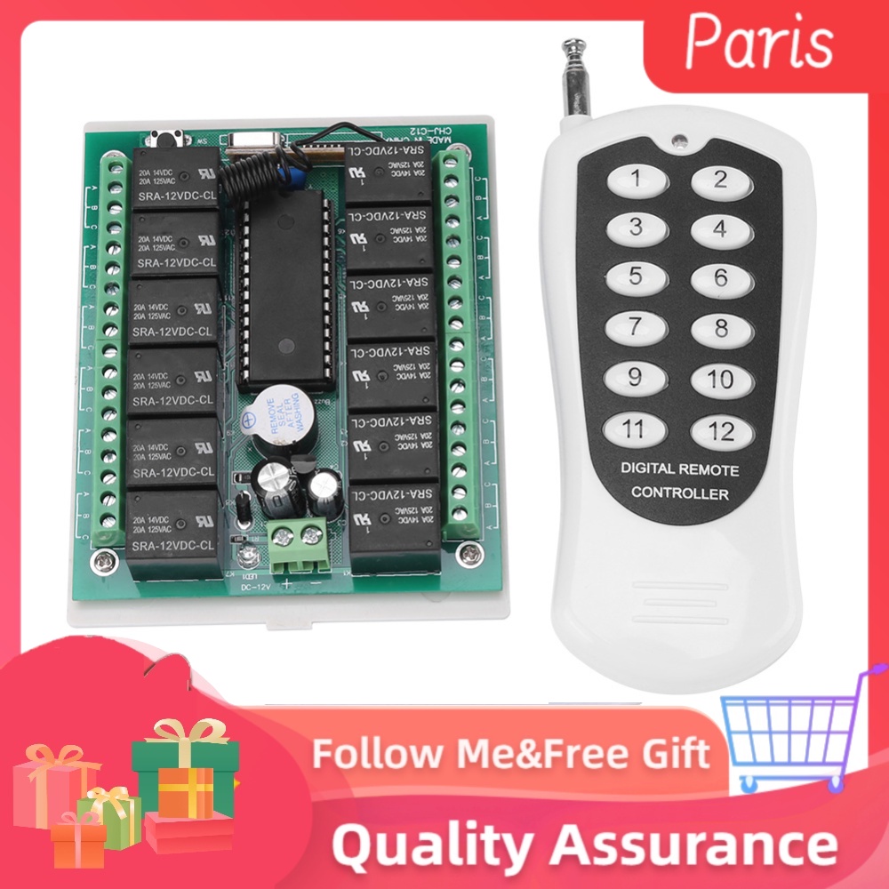 DC 12V Relay 12 Channel Wireless RF Remote Control Switch | Shopee Malaysia