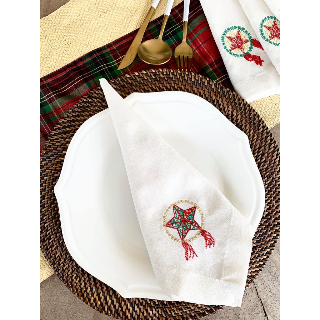 Parol set of embroidered table napkins (Paskong Pinoy Theme) | Shopee ...
