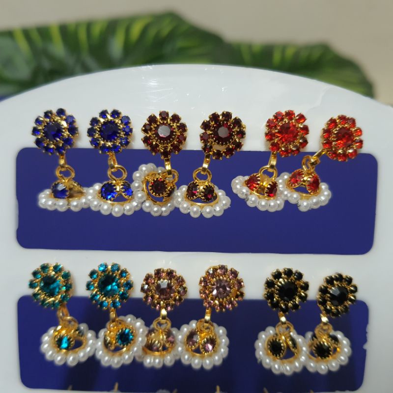 Small Stone Jhumka | Small Jimikki | Fancy Earrings | Shopee Malaysia