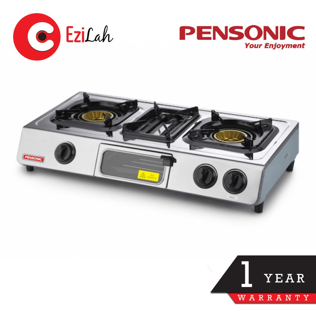 Pensonic 2 Burner Gas Stove with Grill Stainless Steel PGC-8801S ...