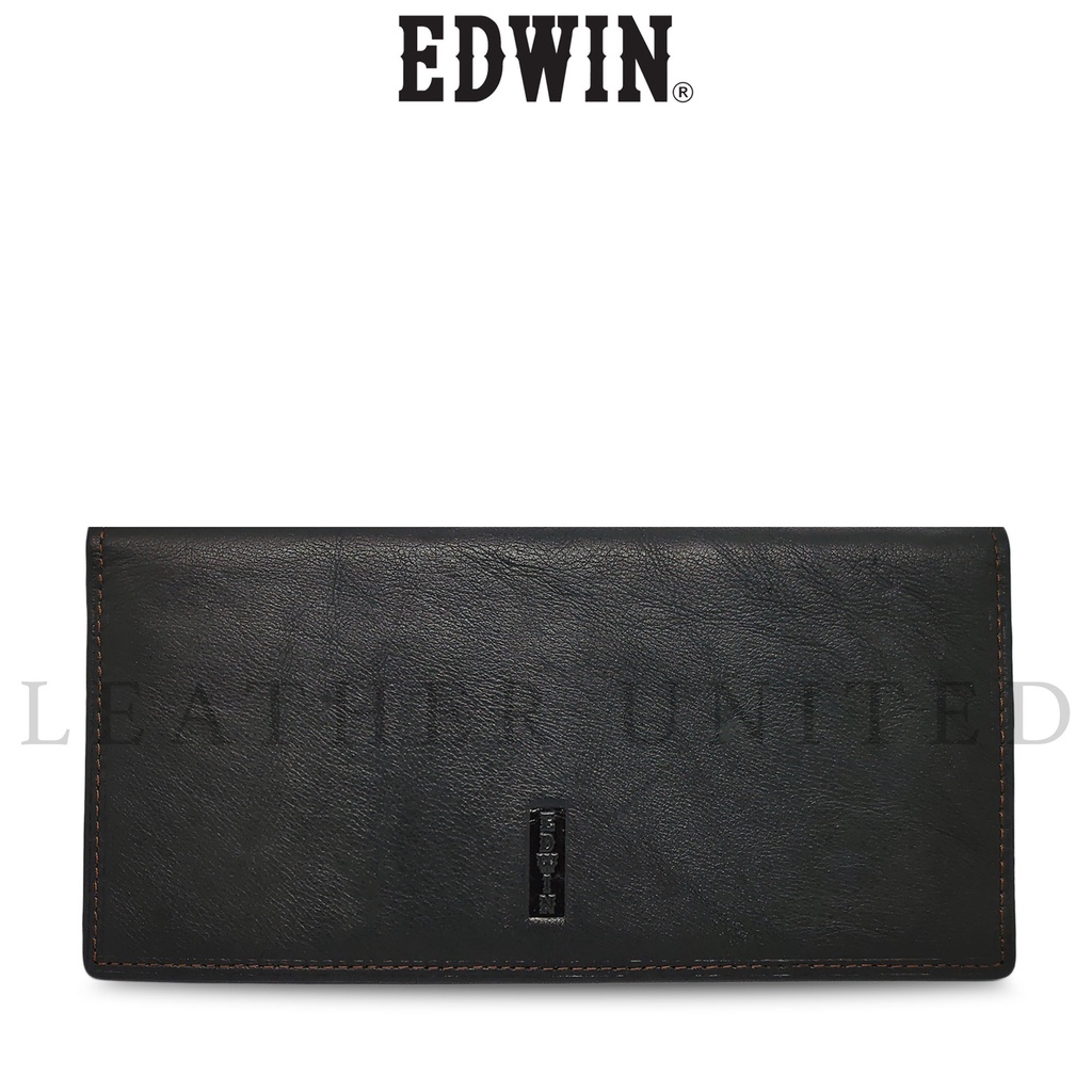 Edwin Genuine Top Grain Leather Vertical Classy Logo Series Long Wallet ...