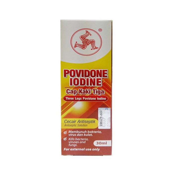 Cap Kaki Tiga Povidone Iodine 30ml Antiseptic Solution Halal for ...