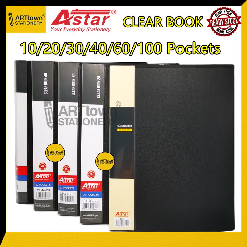 ASTAR A4 clear holder file / Clear Book 10/20/30/40/60/100 Pockets ...