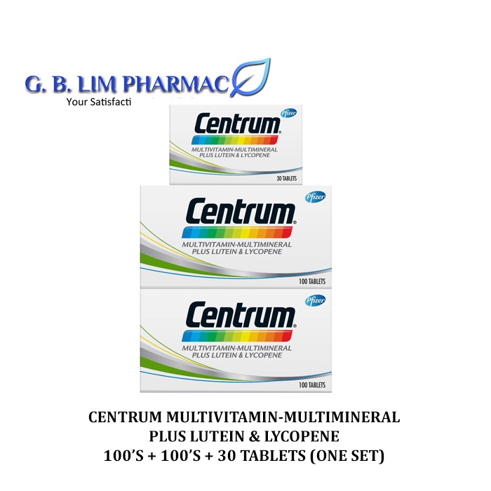 CENTRUM MULTIVITAMIN PLUS LUTEIN & LYCOPENE 100 TABLETS X 2 BOXES FREE ...
