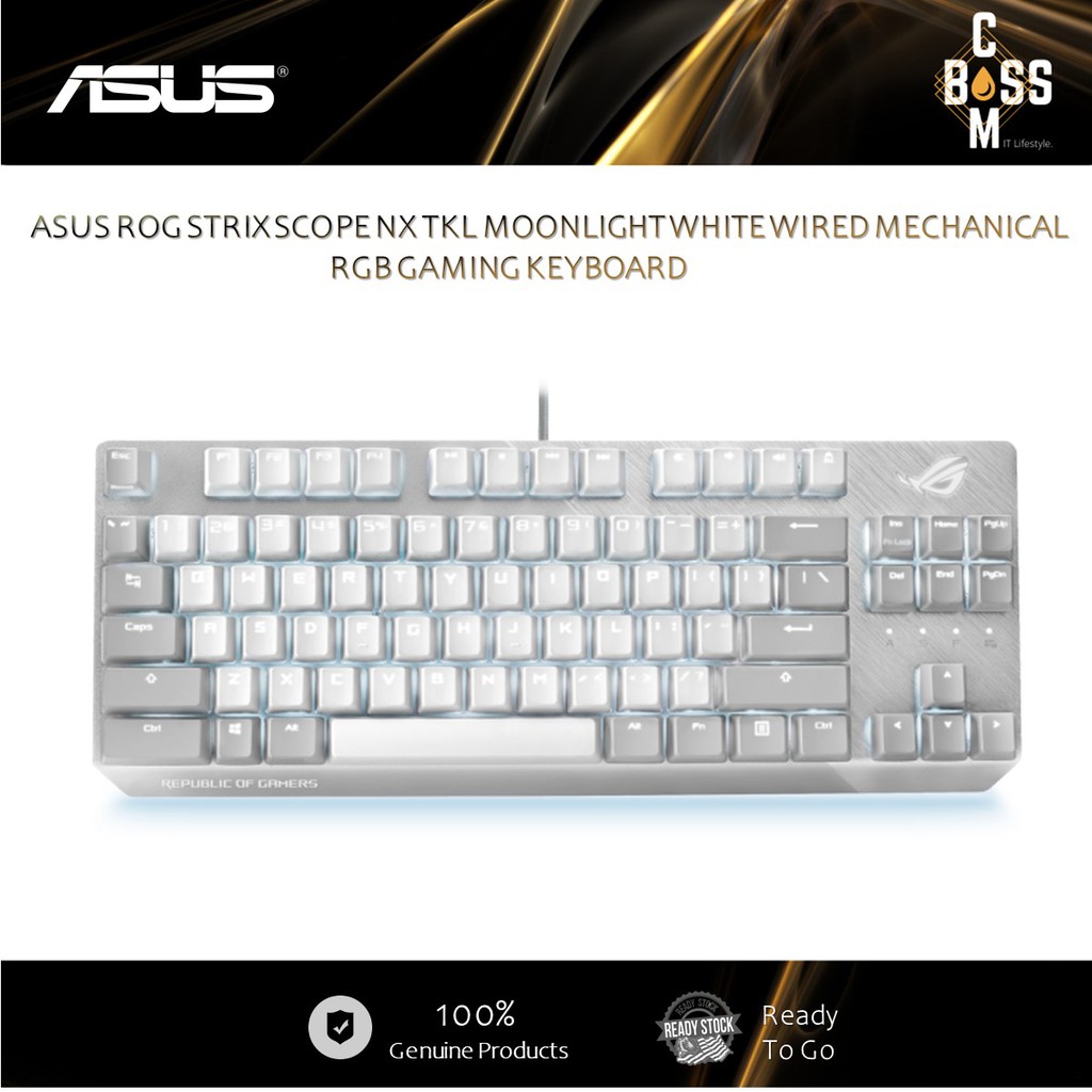 *NEW* ASUS ROG STRIX SCOPE NX TKL MOONLIGHT WHITE WIRED MECHANICAL RGB ...