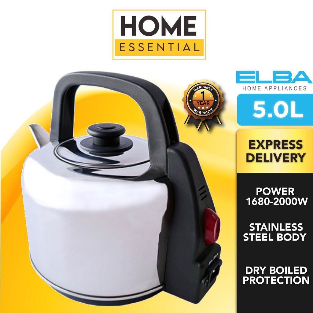 Elba Electric Kettle Stainless Steel Body/Double Dry Boil Thermal ...