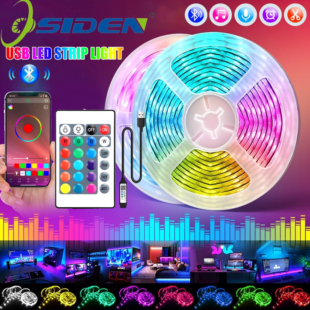 LED light bar TV background light SMD 5050 RGB fairy light USB with 24 ...