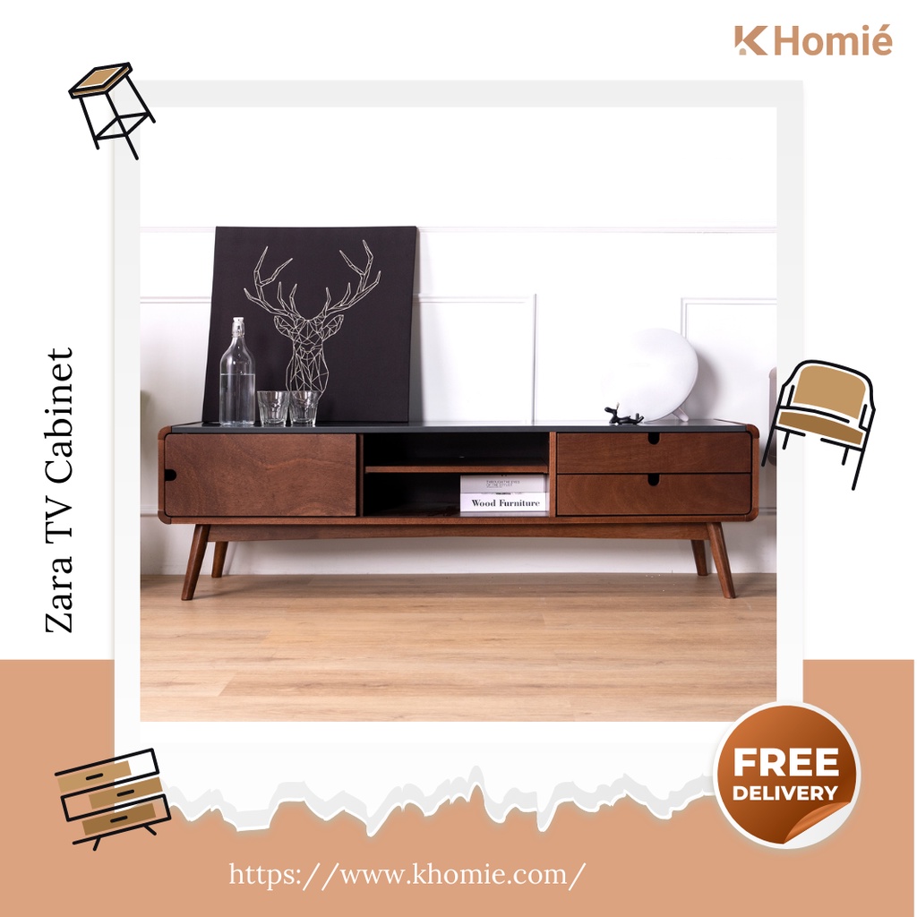 🌟 Ready Stock🌟 ZARA TV Console Unit Solid Wood Furniture 北欧电视柜 | Shopee ...