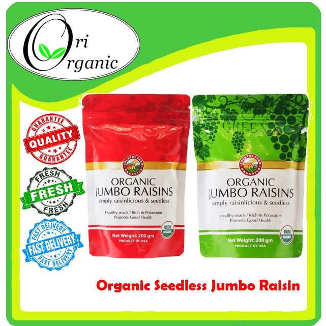 【HALAL】 COUNTRY FARM ORGANIC JUMBO RED GREEN RAISIN 200g Exp 8/2026 葡萄干 ...