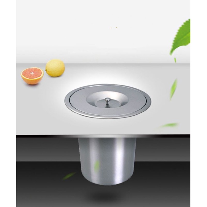 KITCHEN COUNTER TOP WASTE BIN STAINLESS STEEL BUILT-IN HANGING BIN ...