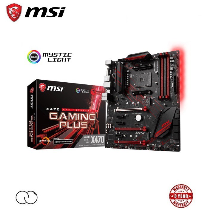 MSI AMD X470 GAMING PLUS ATX MOTHERBOARD / Ryzen AM4 Socket / MYSTIC ...