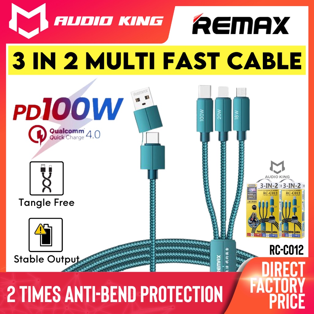REMAX Cable 3 In 2 Cable Type C Cable Type C To C 100W Micro USB Cable ...