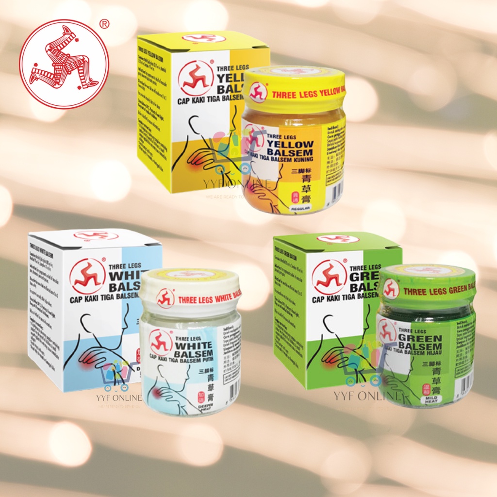 Three Legs Yellow/ White/ Green Balsem (Cap Tiga Kaki Balsem Kuning ...