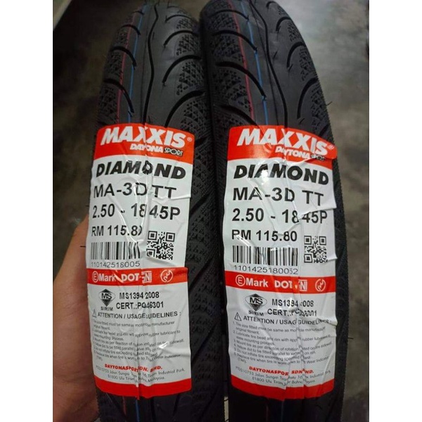 TAHUN (2024) MAXXIS DIAMOND MA-3D/ MA3D 250-18 TUBE TYPE (DIAMOND TYRE ...